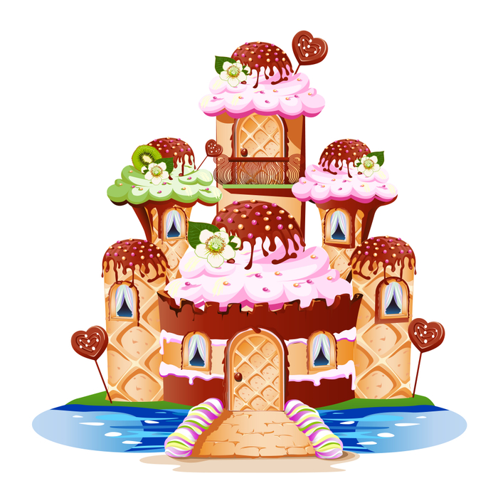 Иллюстрация Sweet castle в стиле game dev, детский, книжная графика