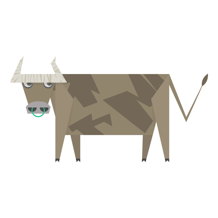 Иллюстрация Bull в стиле 2d, графика, компьютерная графика