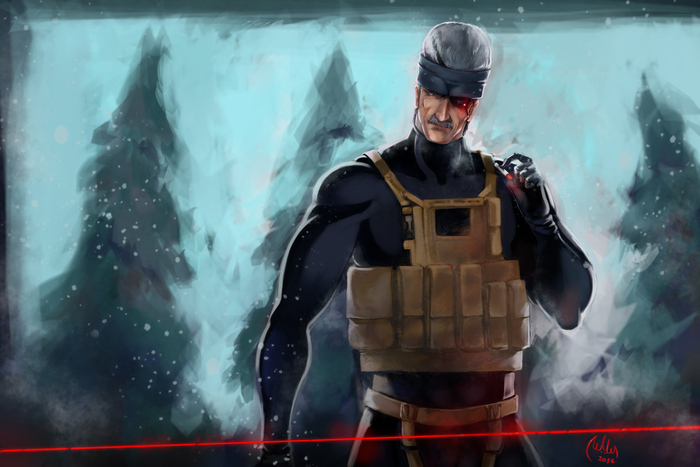 Иллюстрация Solid Snake, MGS4 в стиле компьютерная графика,