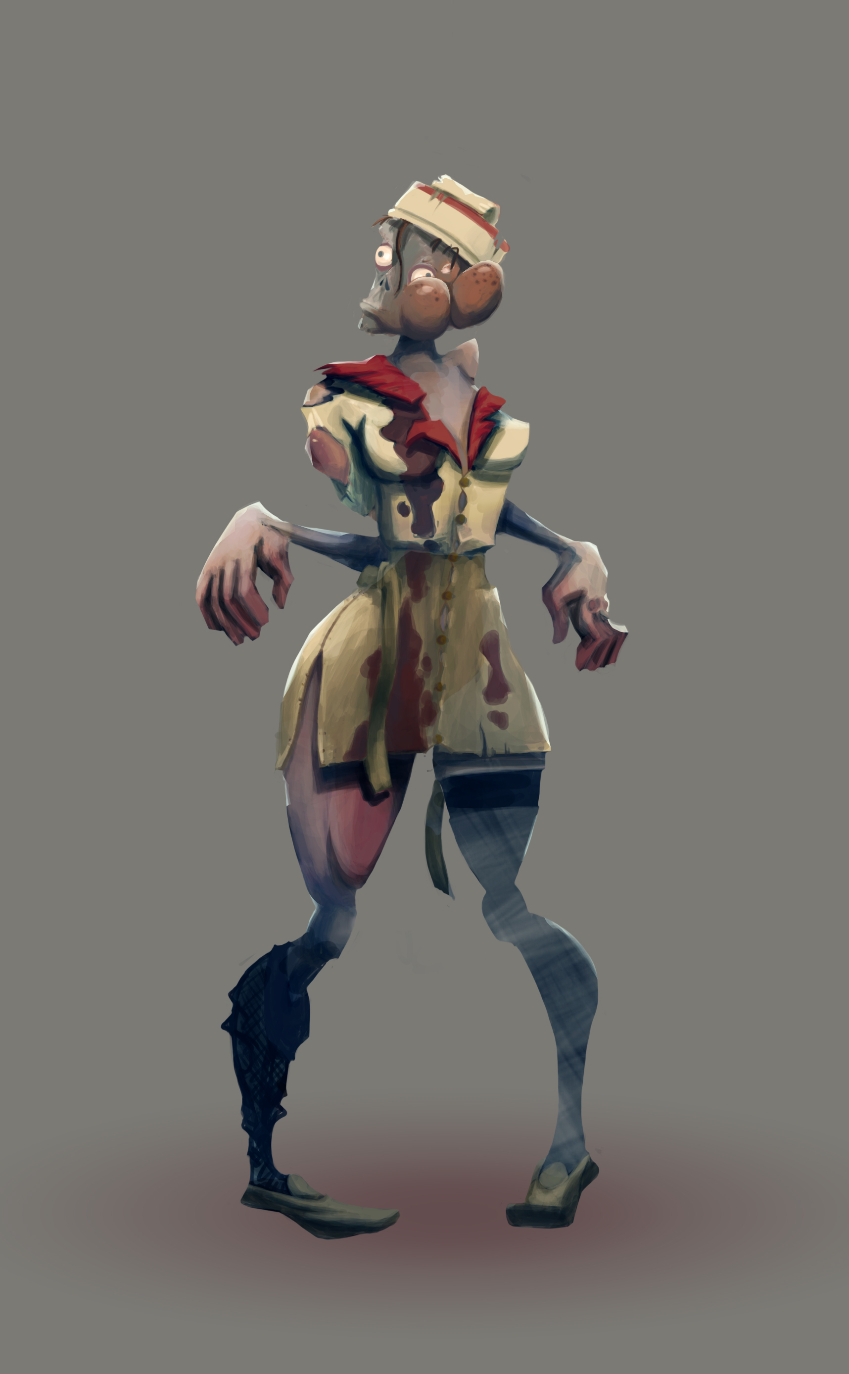 Иллюстрация Опухший зомби в стиле 2d, game dev | Illustrators.ru