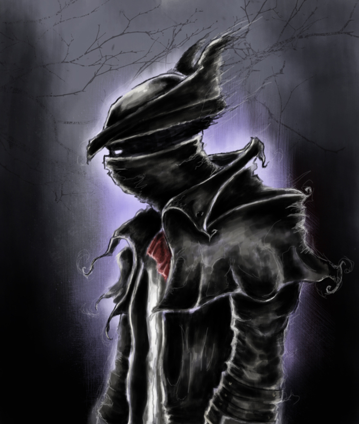 Иллюстрация Bloodborne в стиле 2d, game dev, персонажи