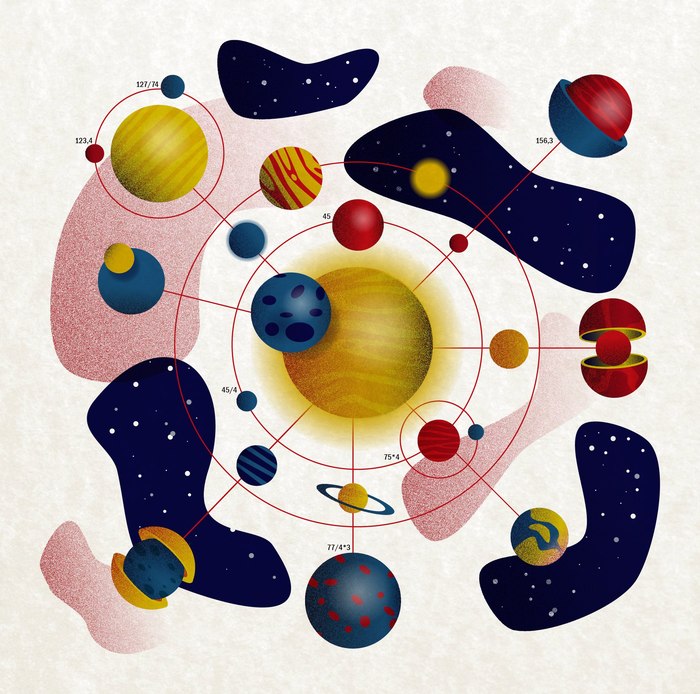 Иллюстрация fake solar system в стиле компьютерная графика