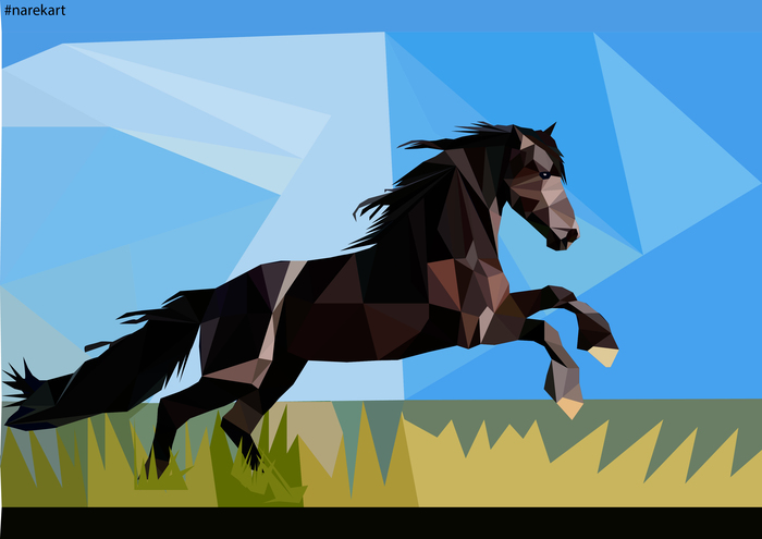 Иллюстрация Конь в стиле графика | Illustrators.ru