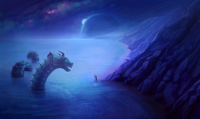 Иллюстрация Leviathan and sorcerer в стиле 2d | Illustrators.ru