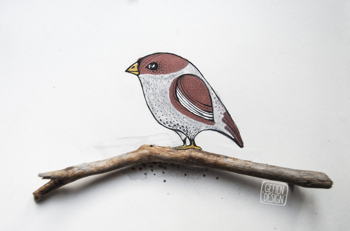 Иллюстрация sparrow в стиле 2d, декоративный, персонажи