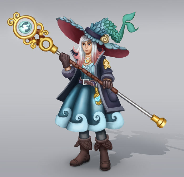 Иллюстрация Водная волшебница в стиле 2d, cg, game dev