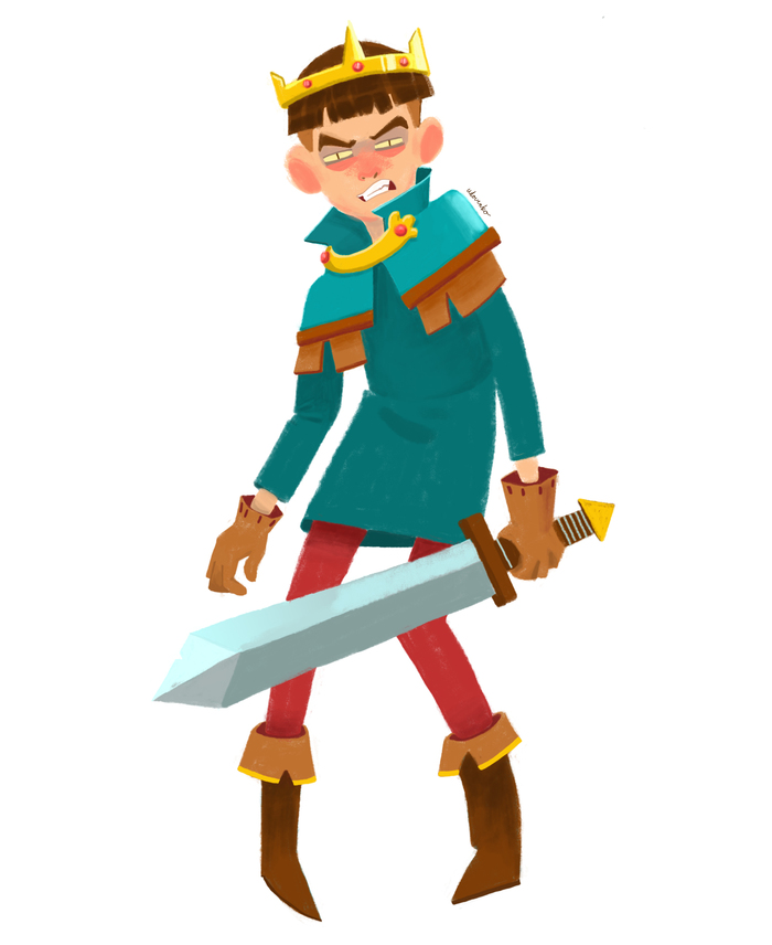 Иллюстрация king в стиле 2d, game dev, книжная графика