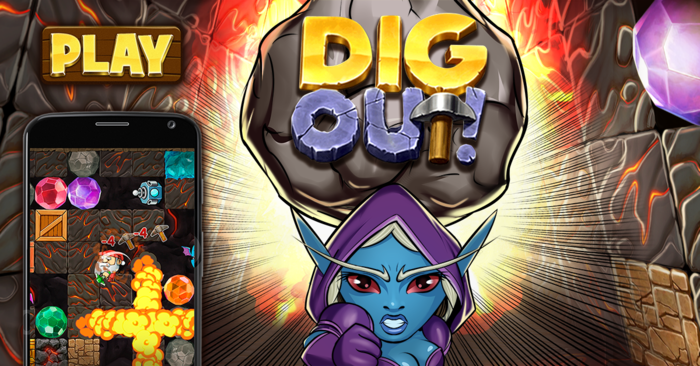 Иллюстрация "Dig out" mobile game в стиле 2d, game dev