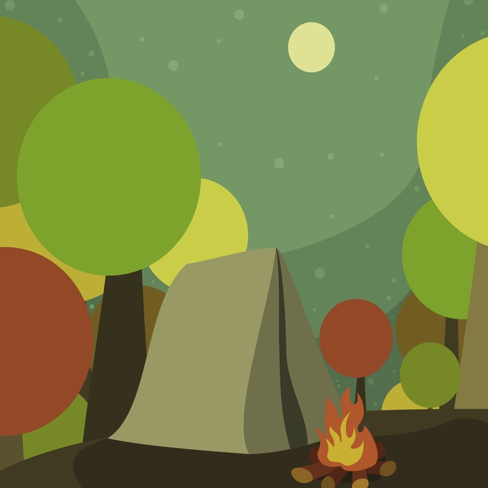 Иллюстрация Camp в стиле 2d, game dev, компьютерная графика