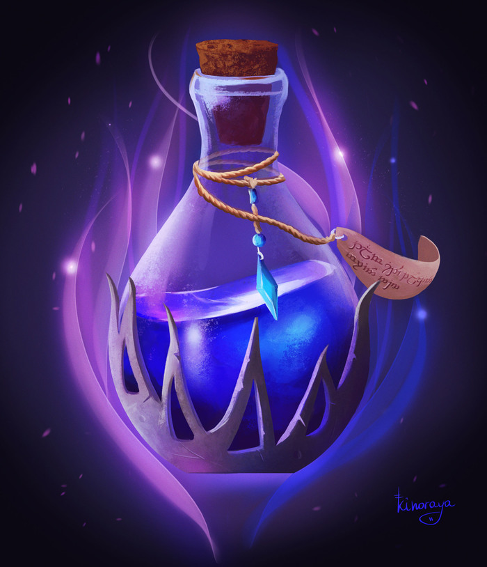 Иллюстрация blue bottle в стиле 2d, game dev, концептуальный