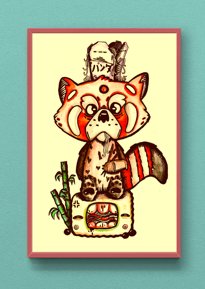 Иллюстрация "RED PANDA" в стиле 2d, анимационный, скетчи