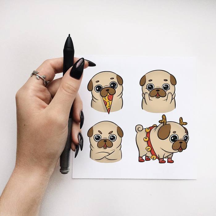 Иллюстрация Merry Pugs! в стиле 2d | Illustrators.ru