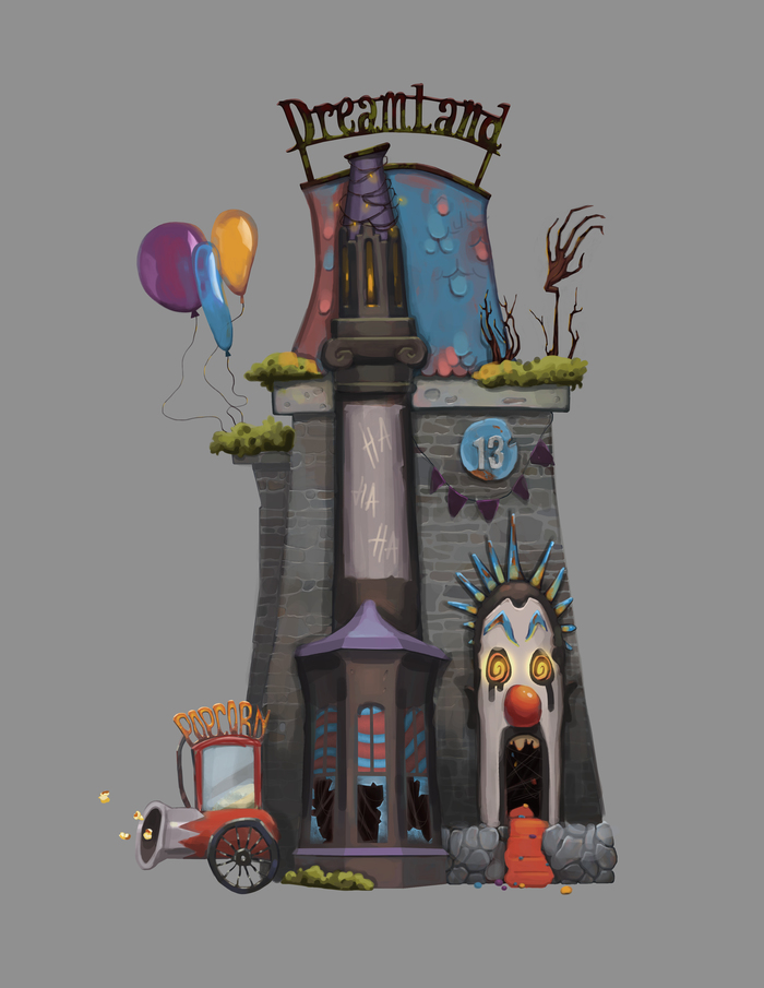 Иллюстрация The clown is waiting for you! в стиле 2d, game dev,