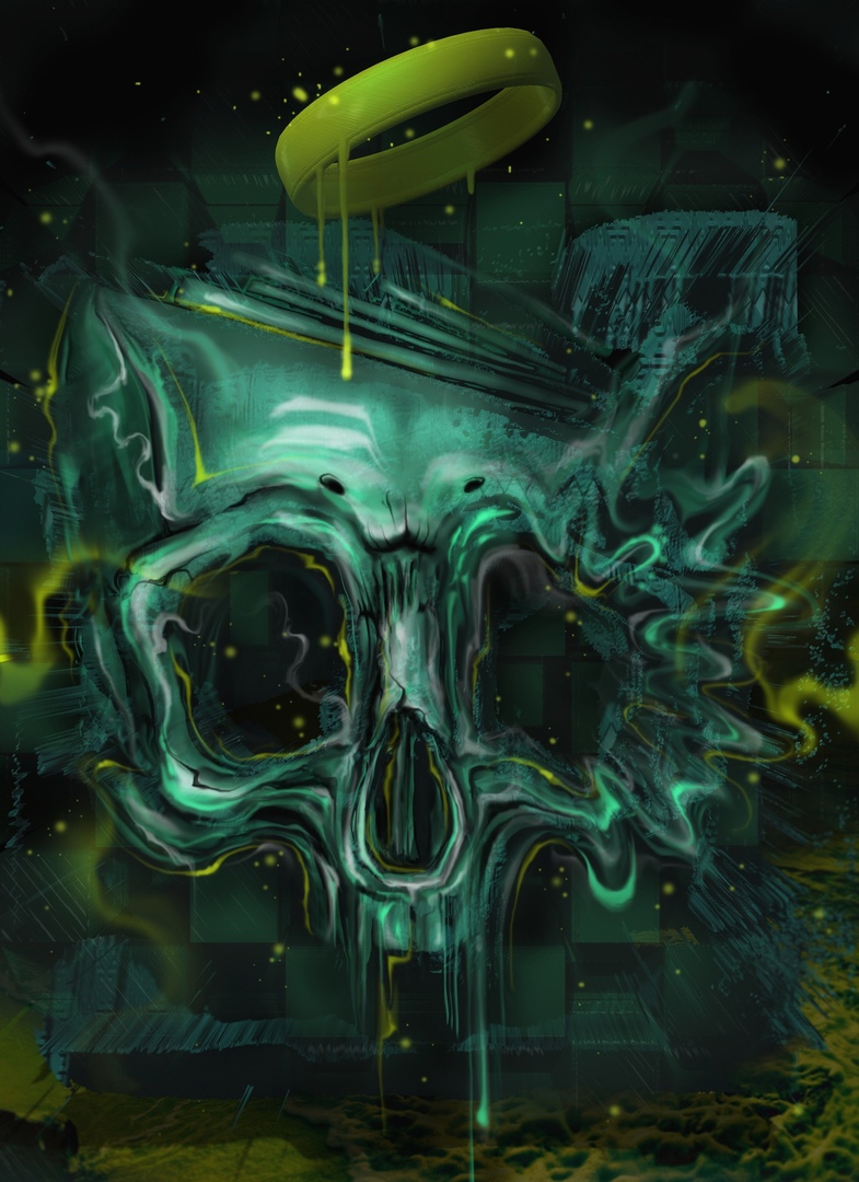 Иллюстрация Acid skull в стиле 3d, компьютерная графика