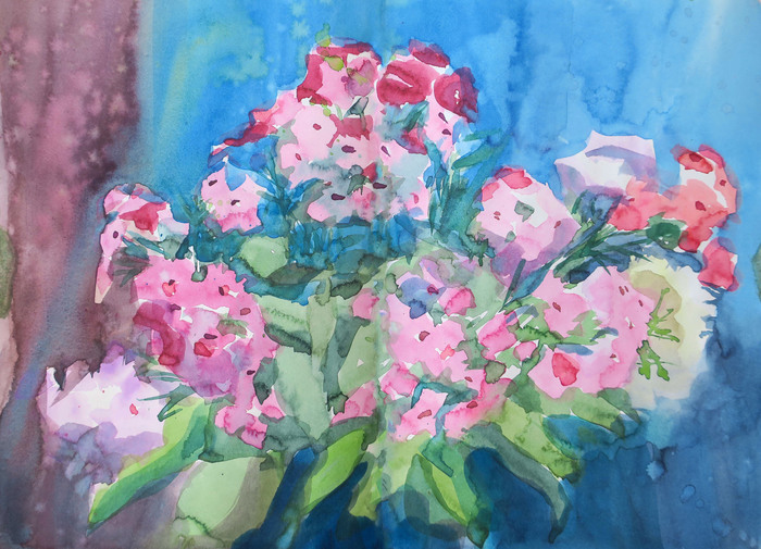 Иллюстрация Букет флоксов в стиле натюрморт | Illustrators.ru