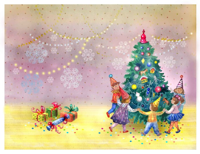 Иллюстрация новый год в стиле детский | Illustrators.ru