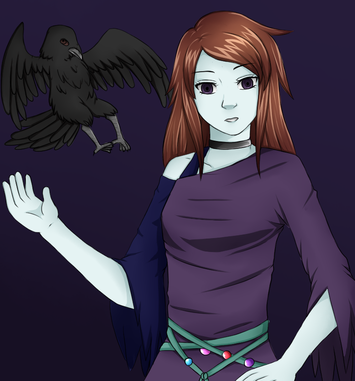 Иллюстрация Девушка с вороном в стиле 2d | Illustrators.ru