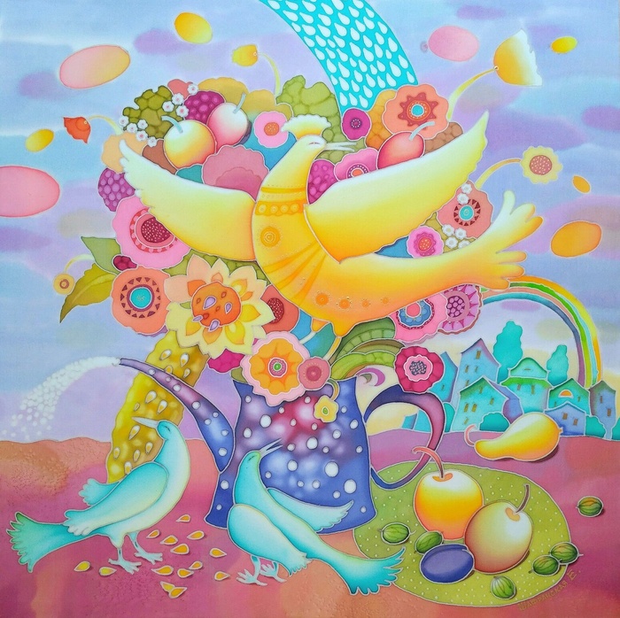 Иллюстрация "Лето в лейке" ( вариант ) в стиле