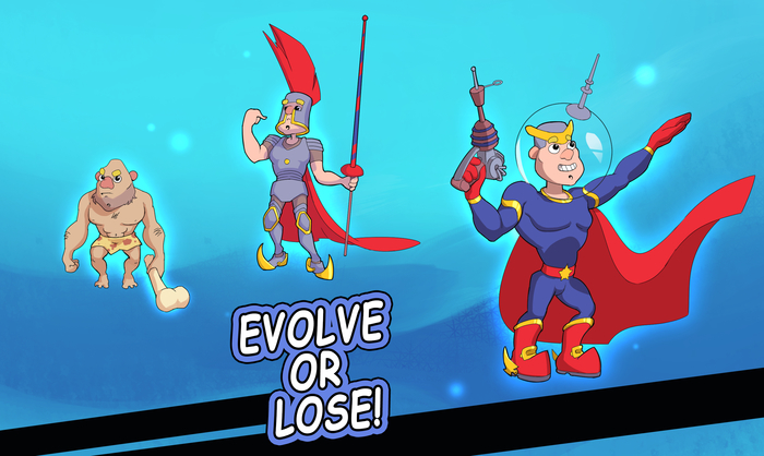 Иллюстрация Эволюция в стиле 2d, game dev, персонажи