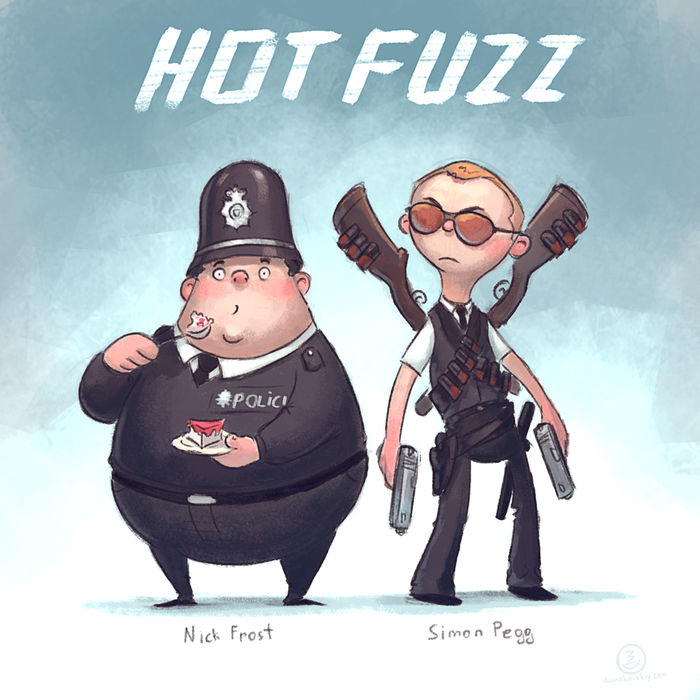 Иллюстрация Hot Fuzz в стиле 2d, карикатура | Illustrators.ru