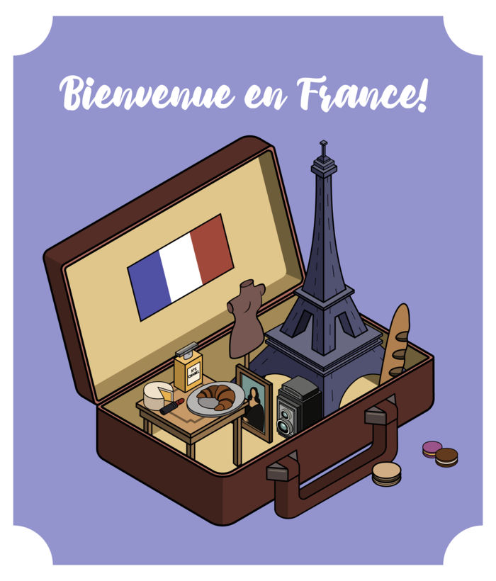 Иллюстрация Открытка "Париж" в стиле 2d, журнальный,