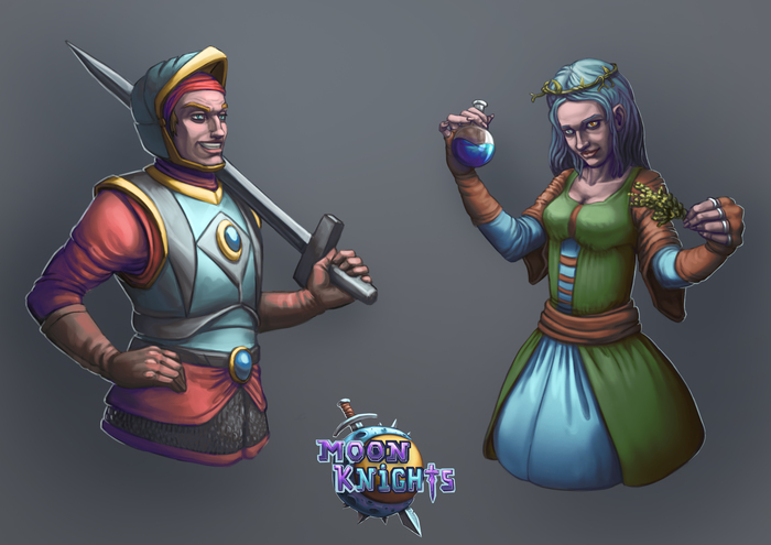 Иллюстрация Тренер и Знахарка в стиле 2d, cg, game dev