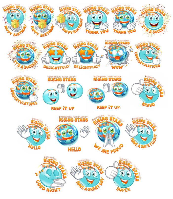 Иллюстрация Stickers for the company RISING STARS в стиле 2d,