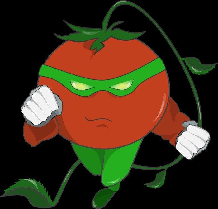 Иллюстрация Tomatoman в стиле 2d, компьютерная графика, персонажи