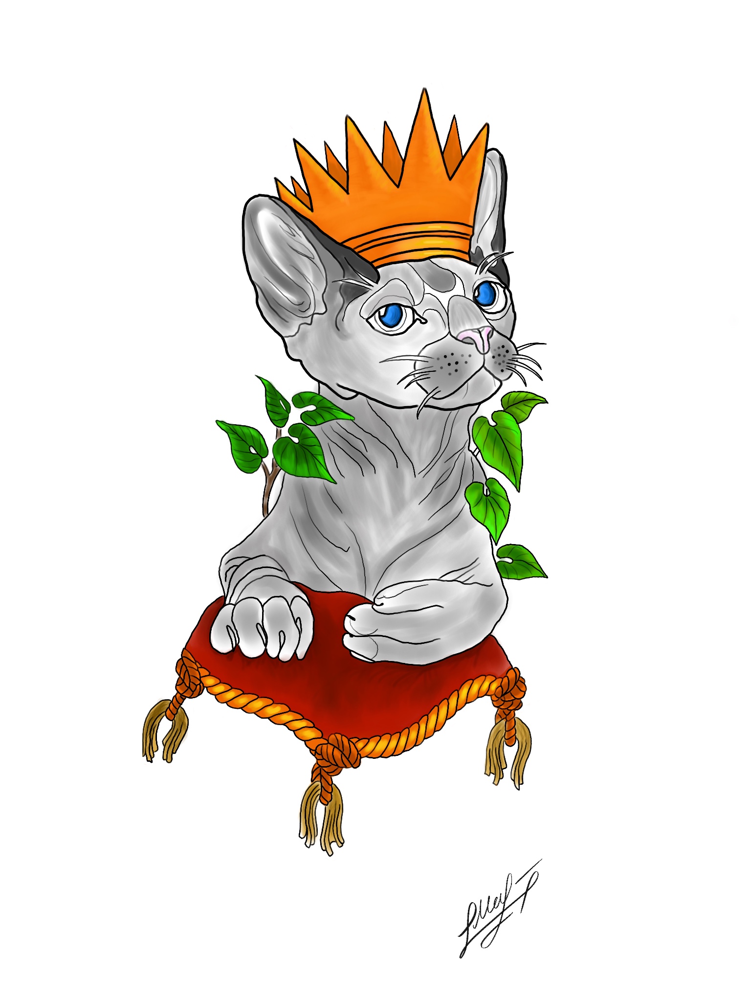 Иллюстрация Cat king в стиле графика, детский, животные