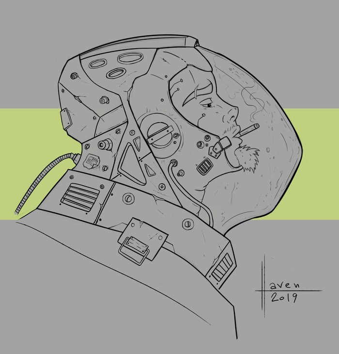 Иллюстрация smoking in space в стиле 2d, cg | Illustrators.ru