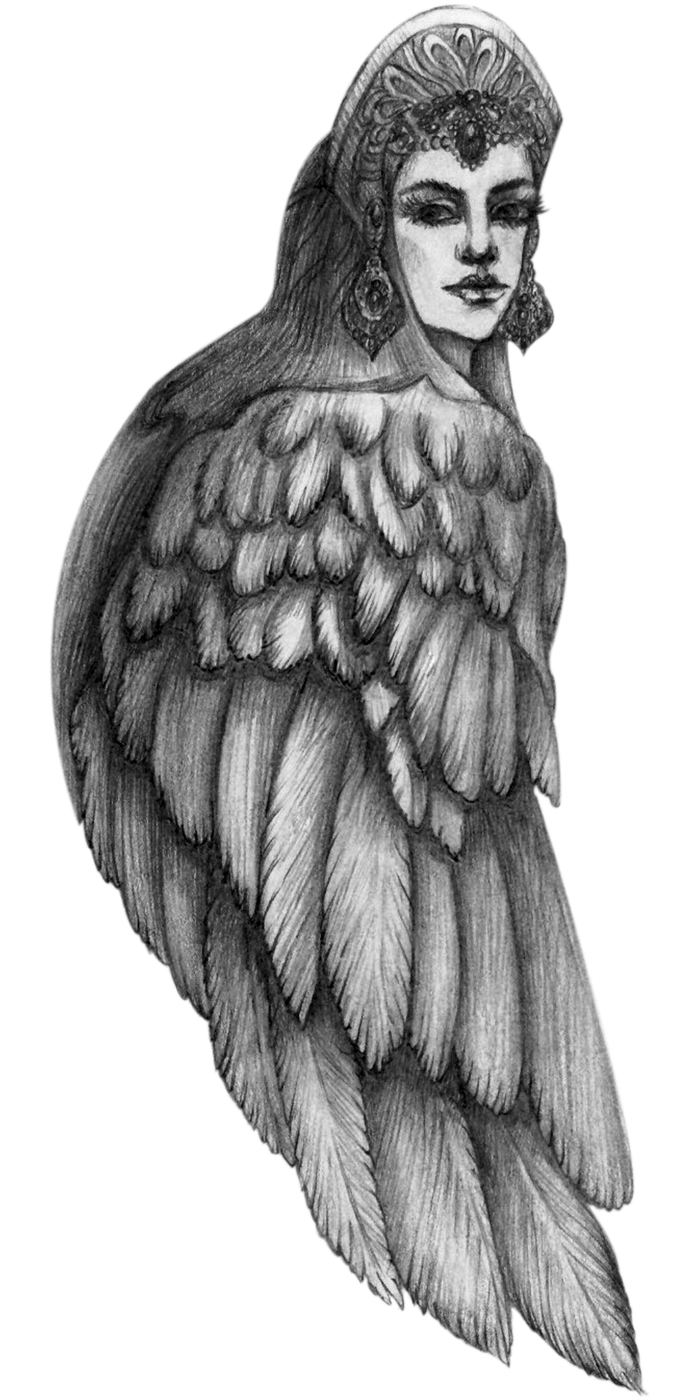 Иллюстрация Gamayun bird of paradise в стиле персонажи