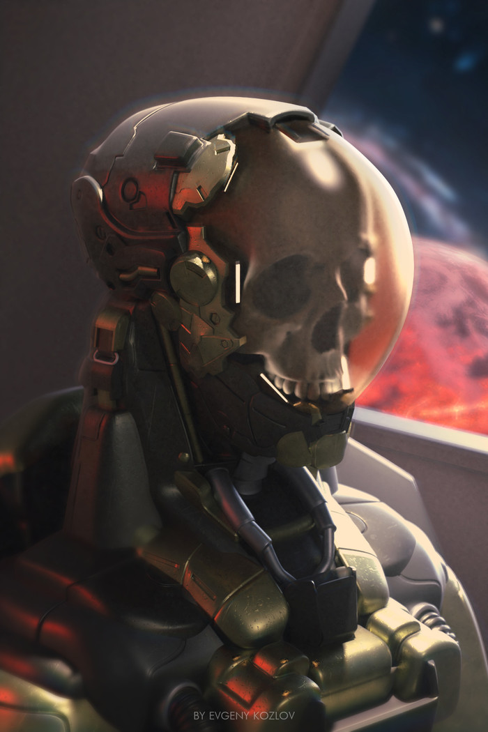 Иллюстрация Dead Astronaut в стиле 3d, cg, game dev