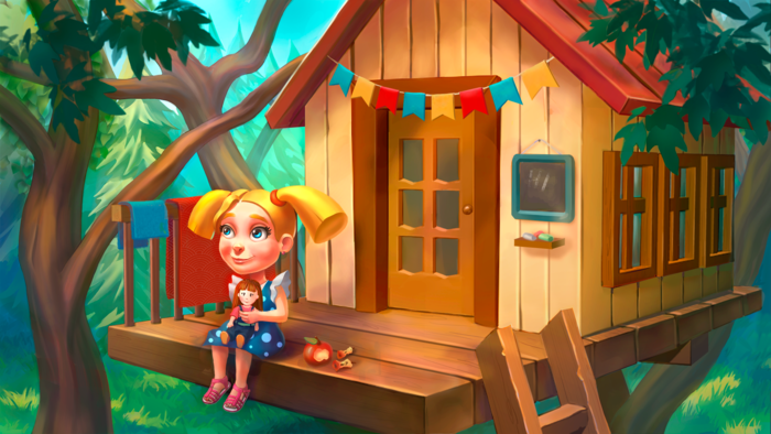 Иллюстрация Солнечный день в стиле 2d, cg, game dev