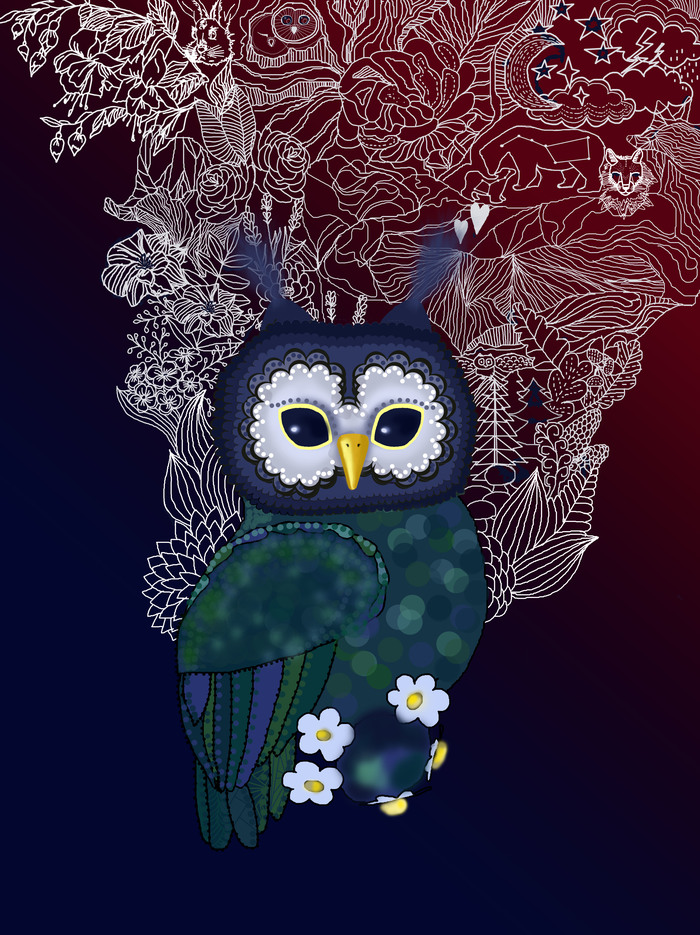 Иллюстрация Паттерн, лесная тема в стиле 2d, полиграфия, природа