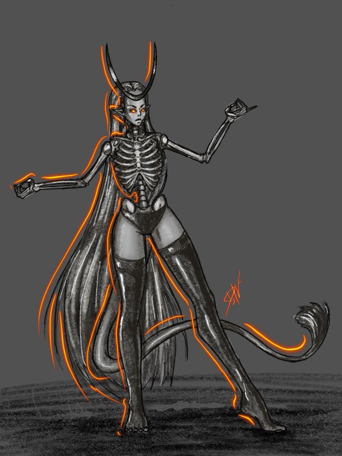 Иллюстрация Half-demon в стиле 2d, cg | Illustrators.ru