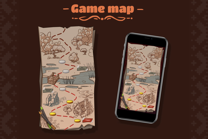 Иллюстрация Карта в стиле 2d, 3d, game dev | Illustrators.ru