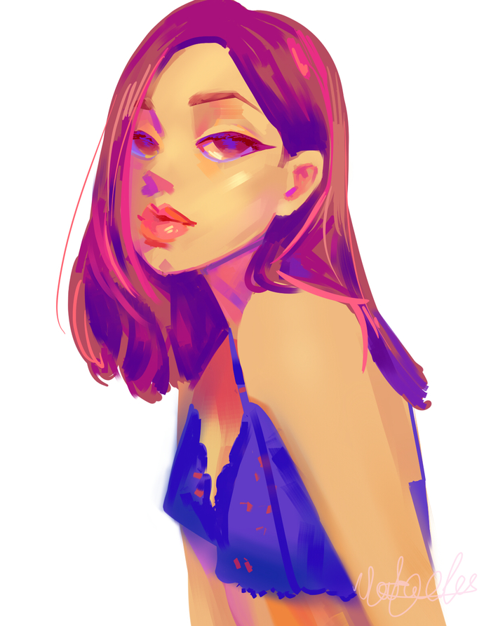 Иллюстрация Девушка в бюстгалтере в стиле 2d | Illustrators.ru