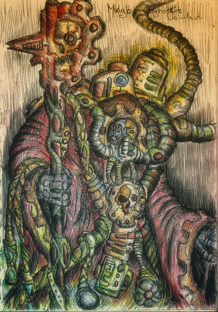 Иллюстрация Magos в стиле 2d, game dev, биомеханика