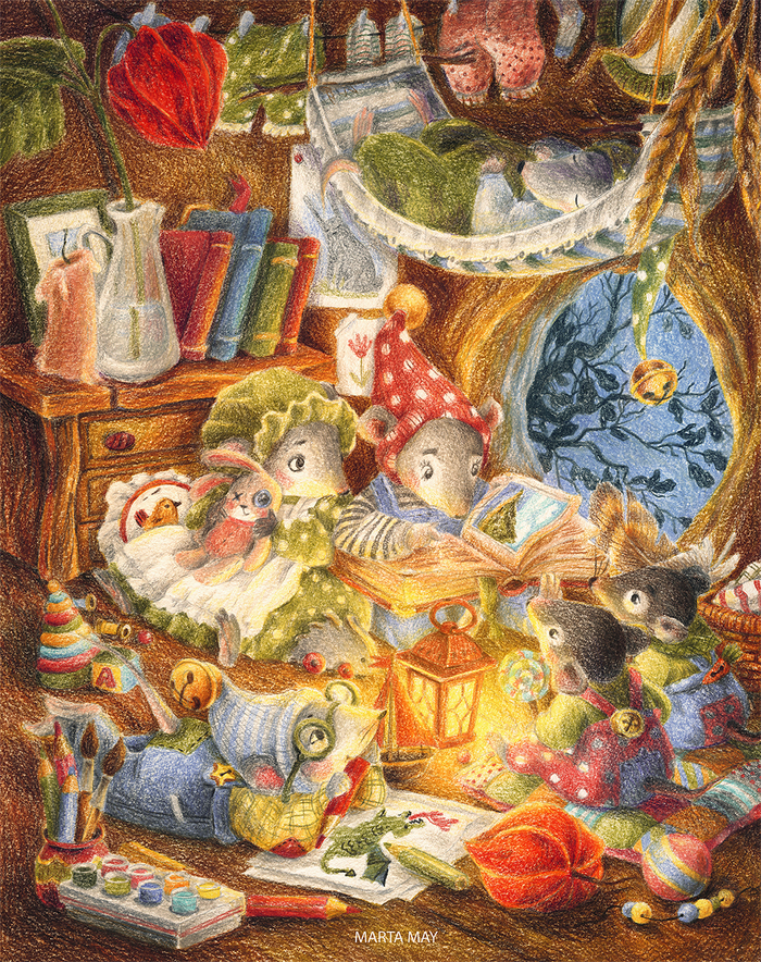 Иллюстрация Сказка на ночь в стиле детский, книжная графика