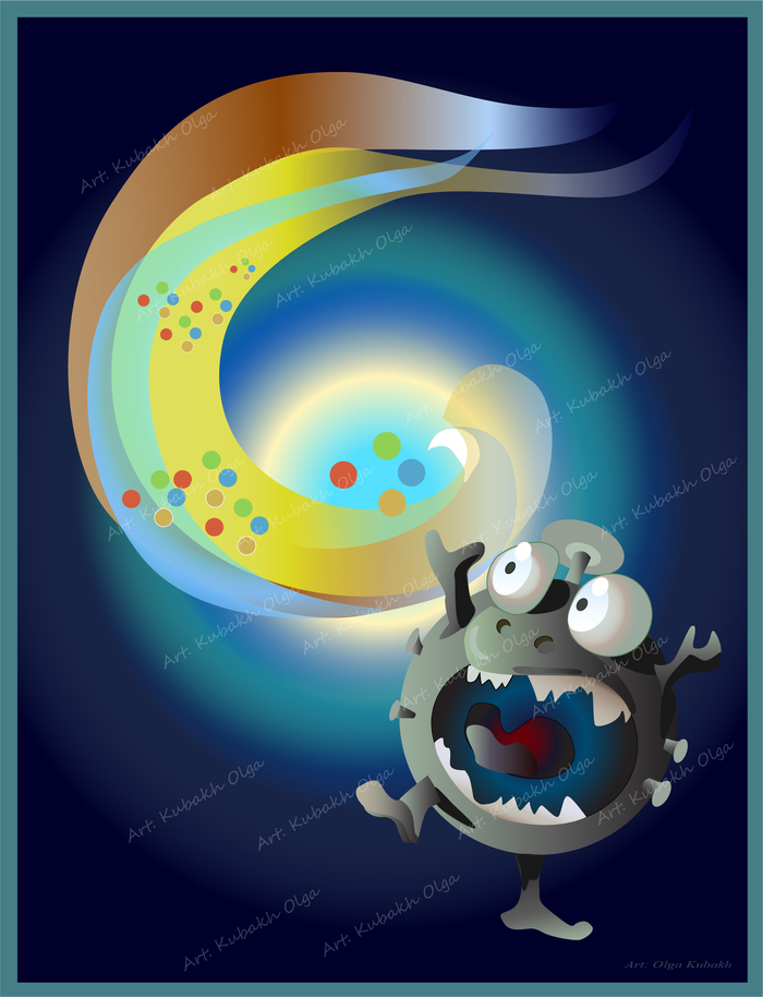 Иллюстрация Monster & confetti в стиле 2d, анимационный,