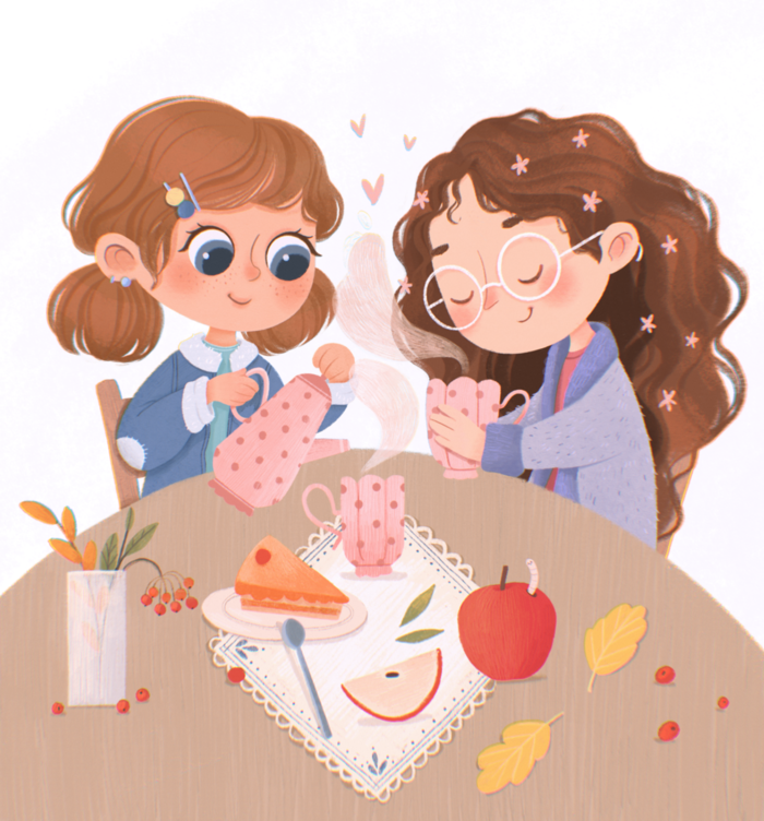 Иллюстрация tea party в стиле 2d, детский, книжная графика