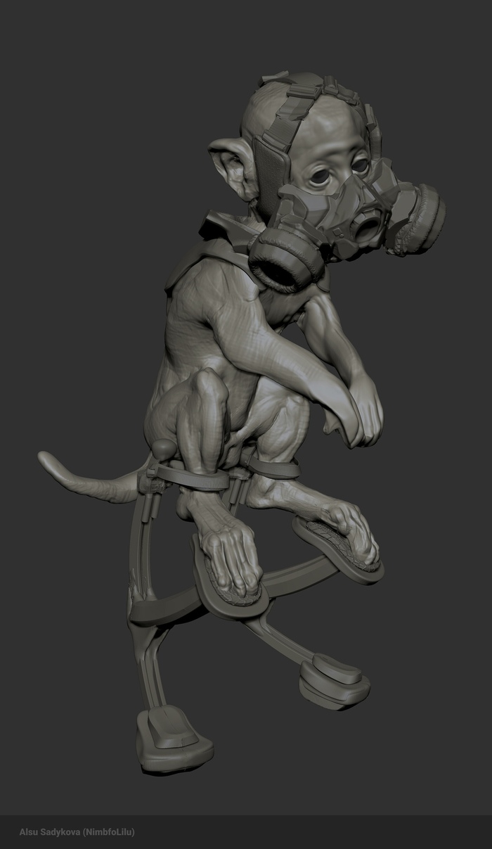 Иллюстрация Киберпанк-мартышка в стиле 3d, cg, game dev