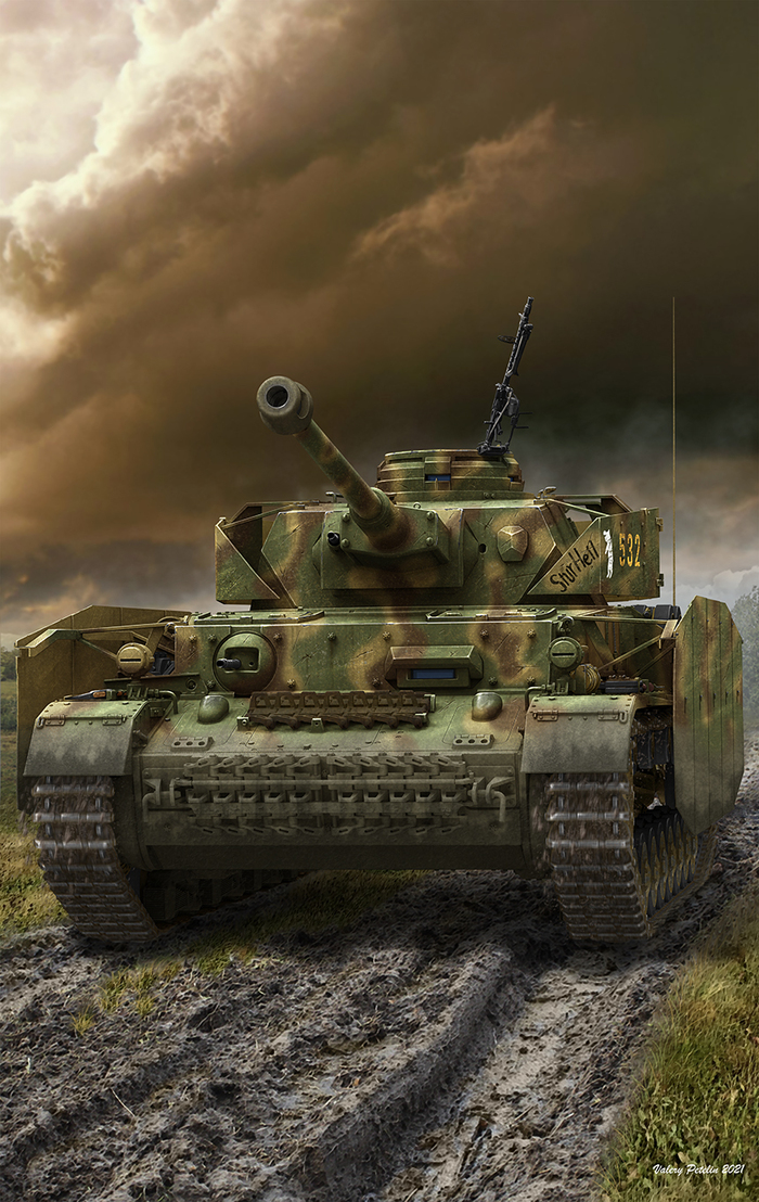 Иллюстрация Panzerkampfwagen IV Ausf G ( box art for RFM ) в стиле