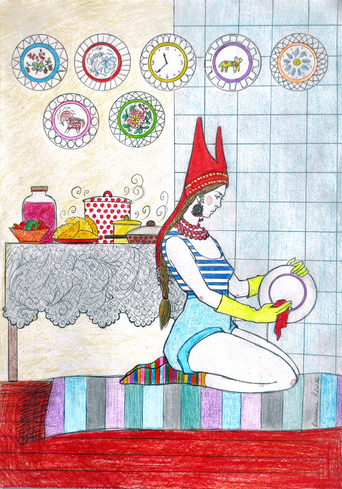 Иллюстрация Полдвенадцатого в стиле графика | Illustrators.ru