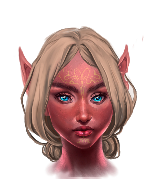 Иллюстрация She-elf portrait в стиле портрет | Illustrators.ru