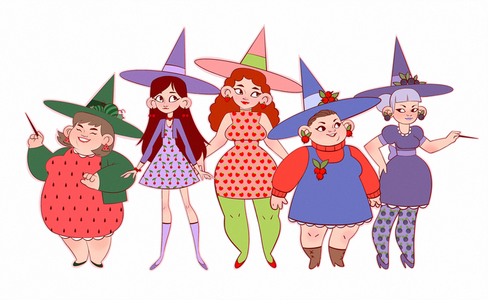 Иллюстрация Witches в стиле 2d, компьютерная графика