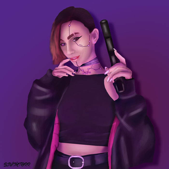 Иллюстрация Портрет NelyaRay в стиле кибер панк | Illustrators.ru