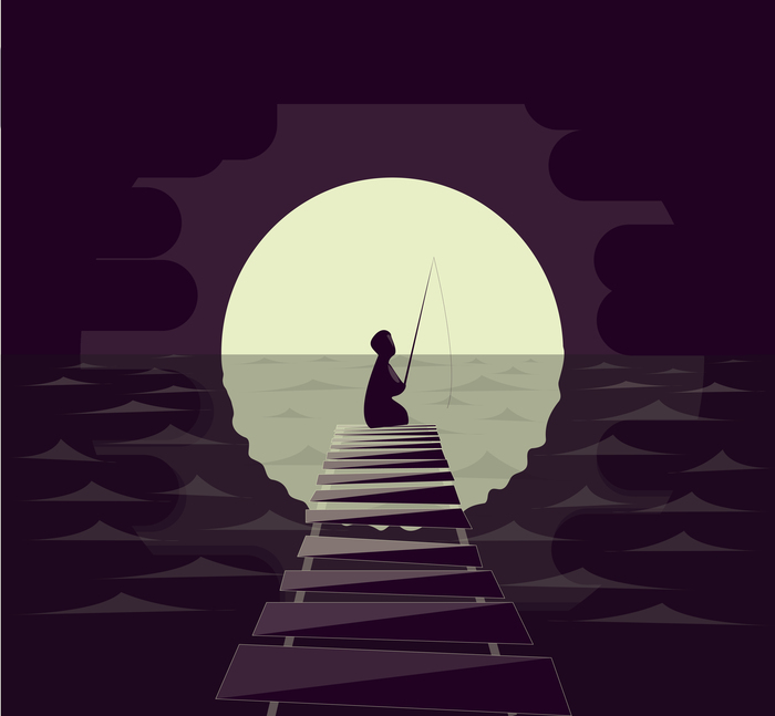 Иллюстрация moon fisher в стиле 2d | Illustrators.ru