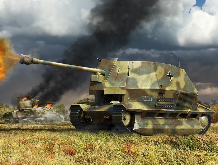 Иллюстрация 7,5cm Pak 40 auf Gw. FCM 737(f) (box art for ICM) в