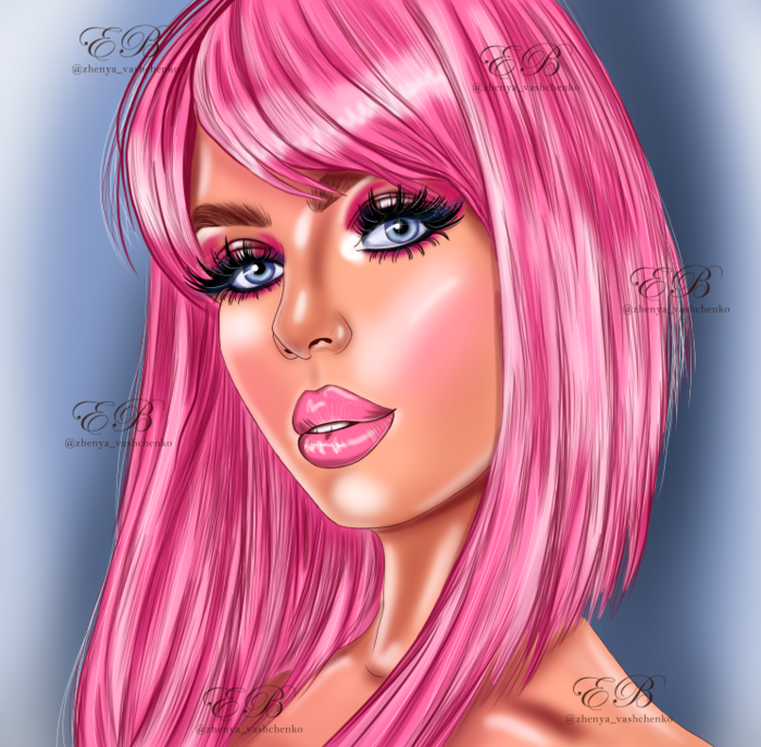 Иллюстрация PINK в стиле 2d, компьютерная графика, мода и красота